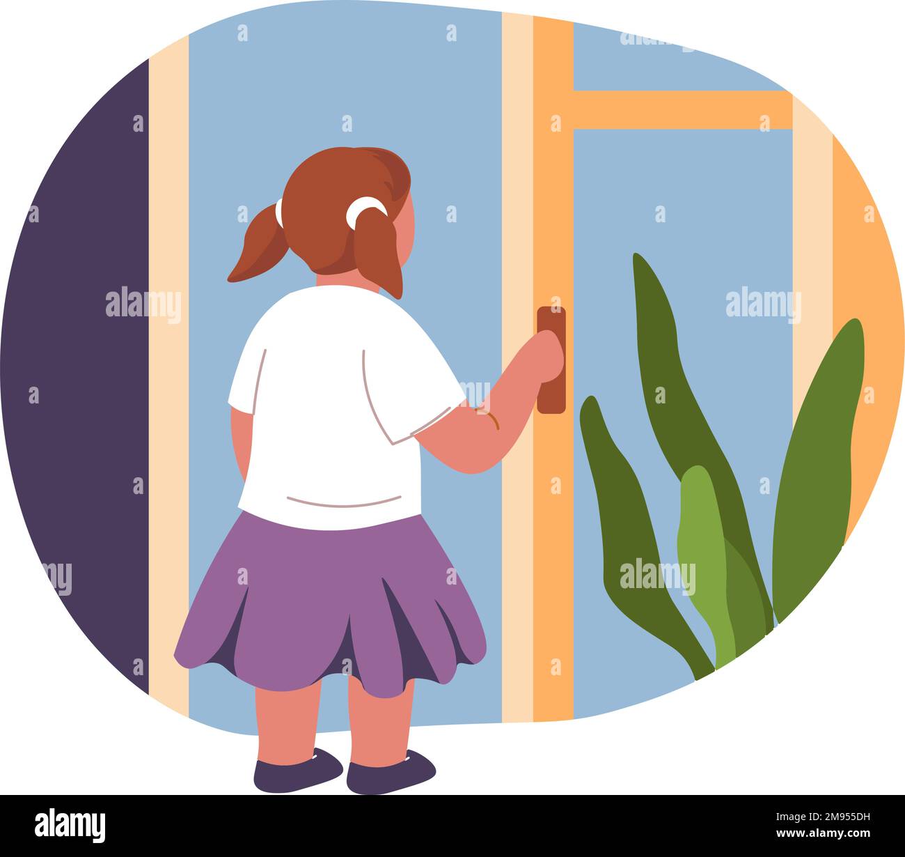 Children opening door Stock Vector Images - Alamy