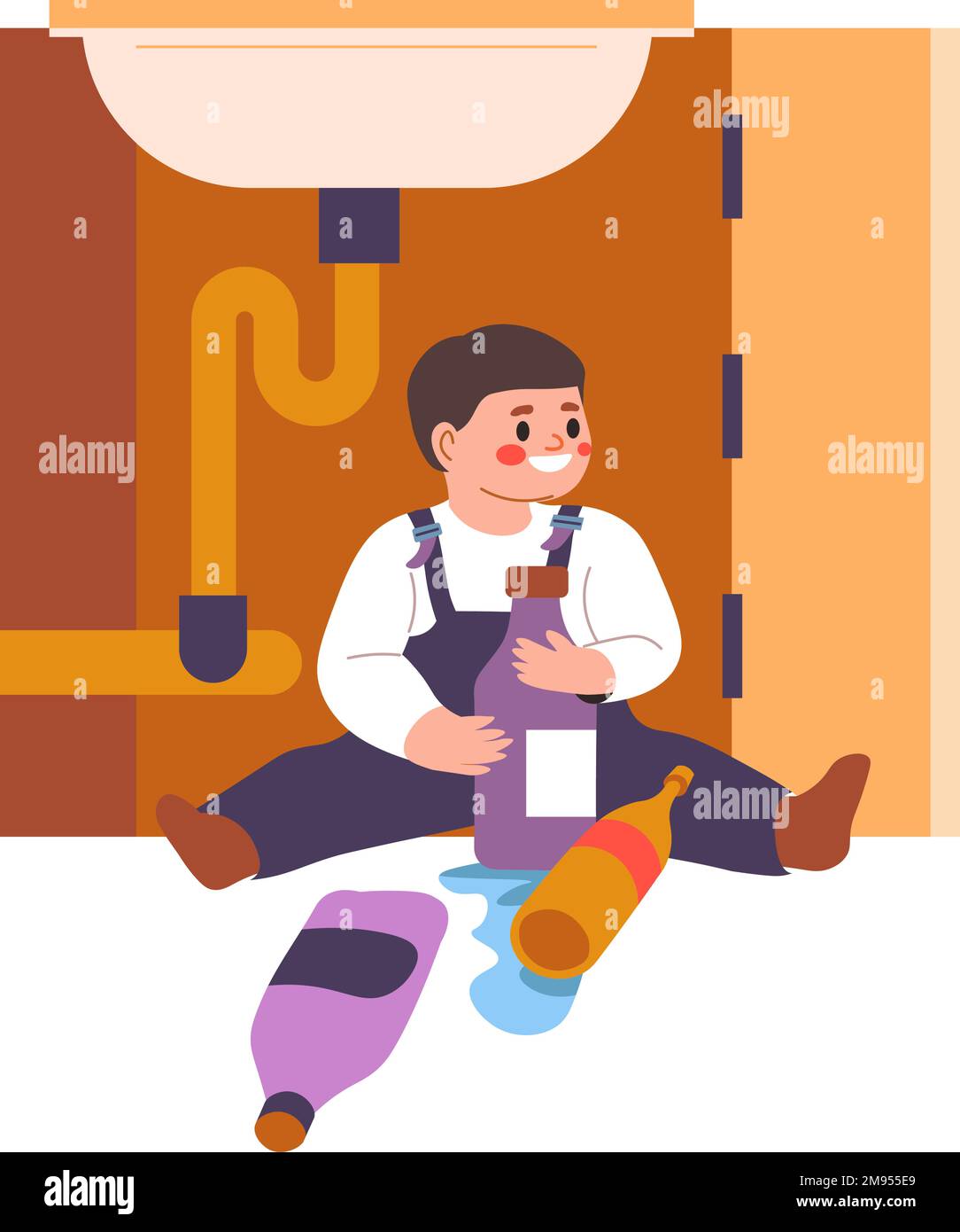 Danger at home, kid playing with chemicals vector Stock Vector Image ...