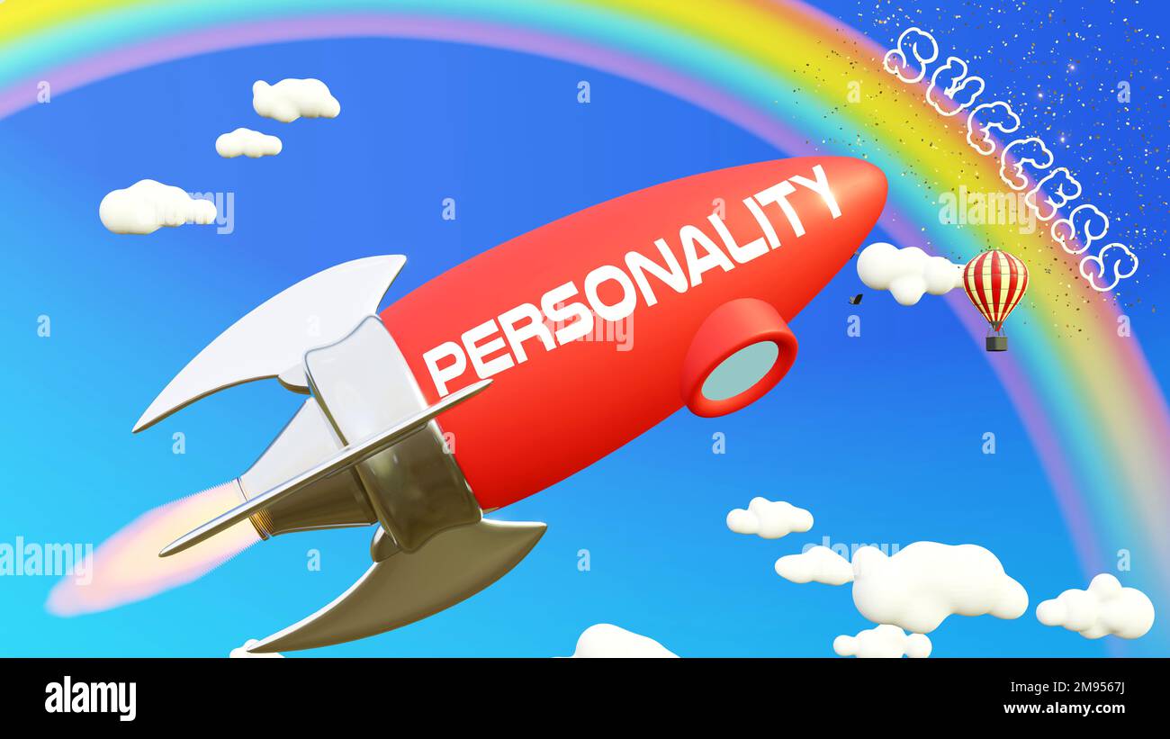 Personality lead to achieving success in business and life. Cartoon ...