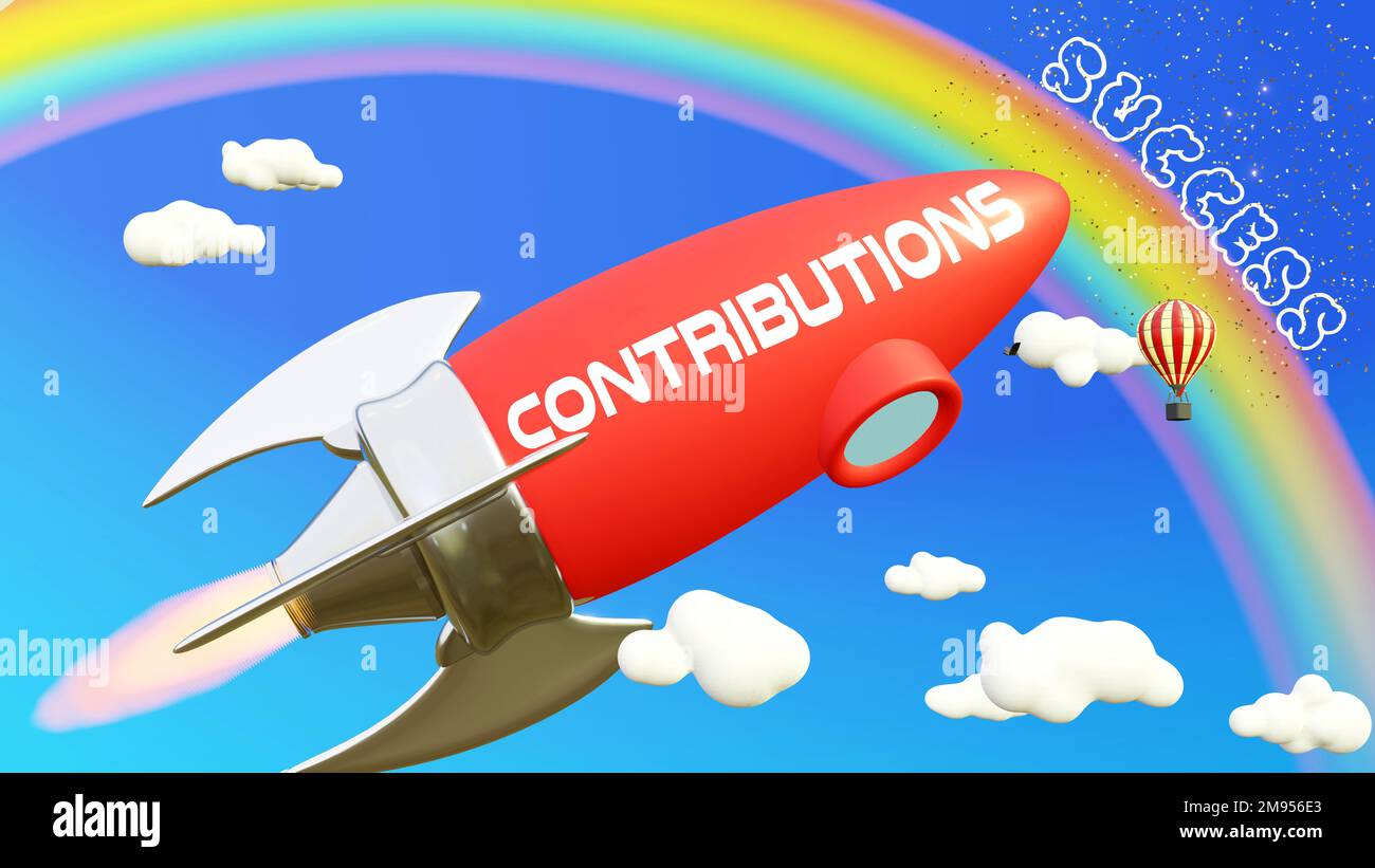 Contributions lead to achieving success in business and life. Cartoon ...