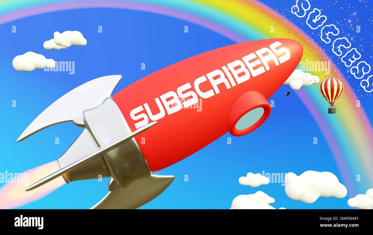 Subscribers lead to achieving success in business and life. Cartoon ...