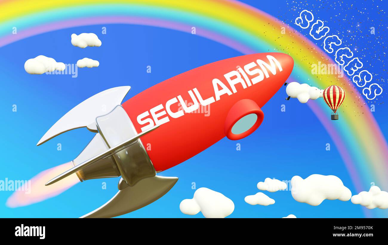 Secularism lead to achieving success in business and life. Cartoon ...
