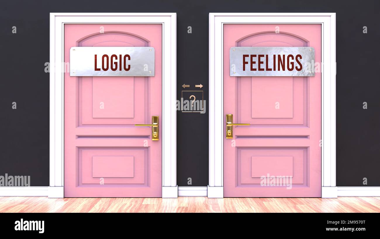Logic Or Feelings Making Decision By Choosing Either One Option Two Alaternatives Shown As
