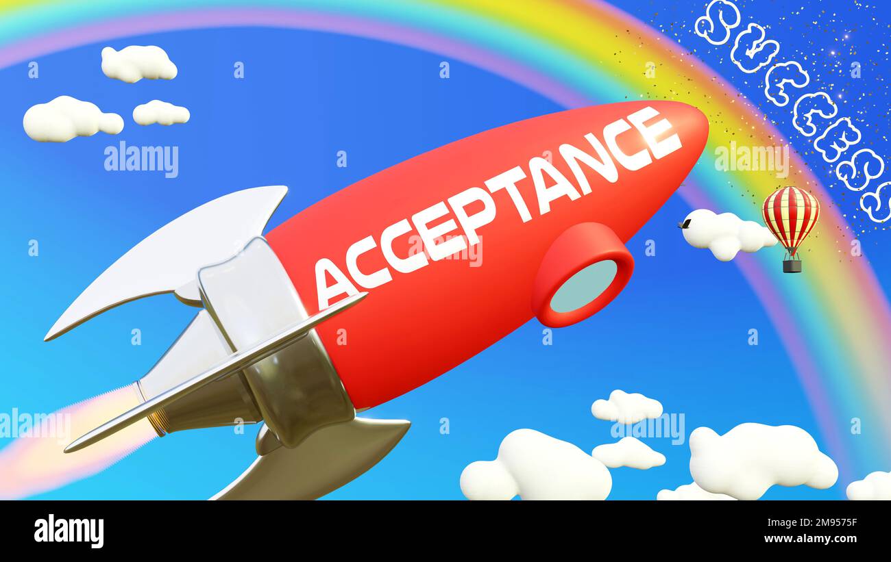 Acceptance lead to achieving success in business and life. Cartoon ...