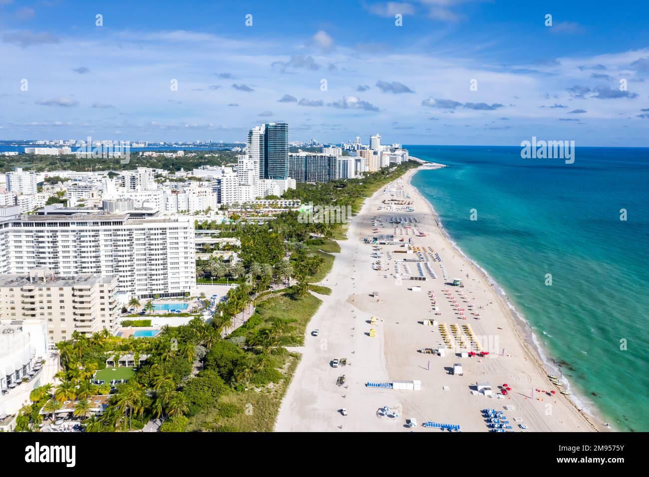 Aerial view of Miami Beach Florida sea travel vacation in the United ...
