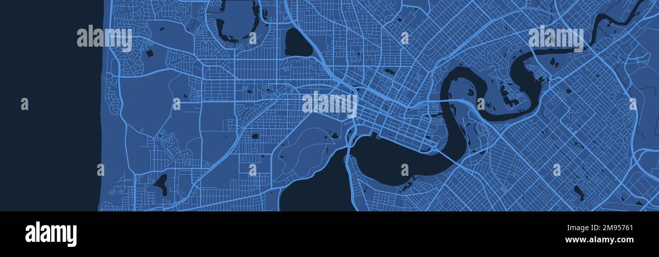 Blue map of Perth city administrative area. Royalty free vector ...