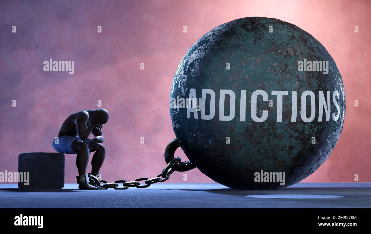 Addictions that limits life and make suffer, imprisoning in painful ...