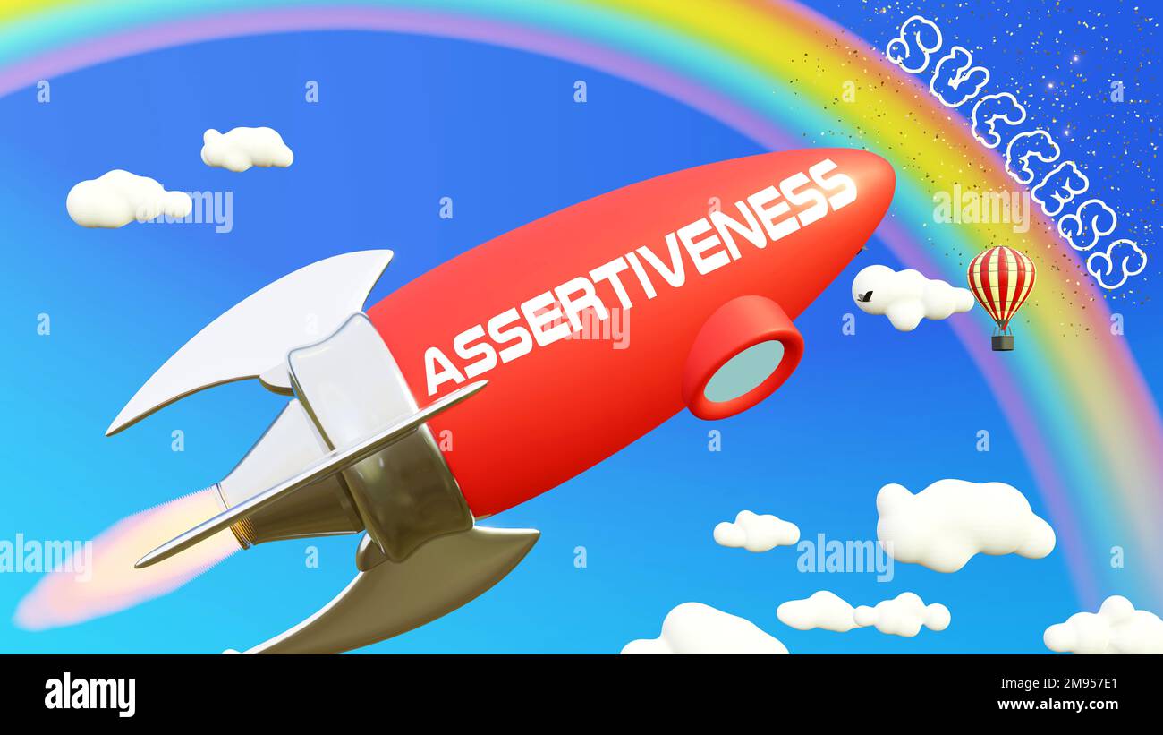 Assertiveness lead to achieving success in business and life. Cartoon ...