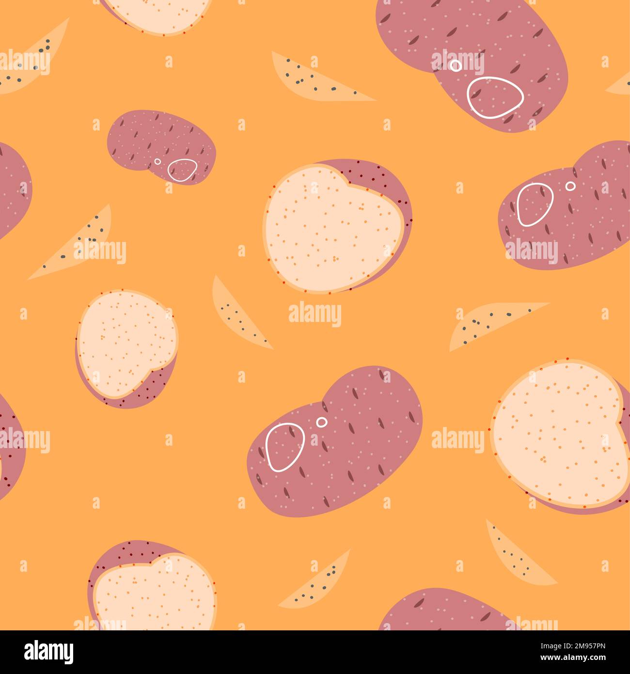 Fresh potato vegetables, farm food pattern print Stock Vector Image ...