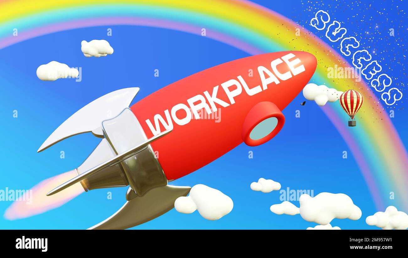 Workplace lead to achieving success in business and life. Cartoon ...