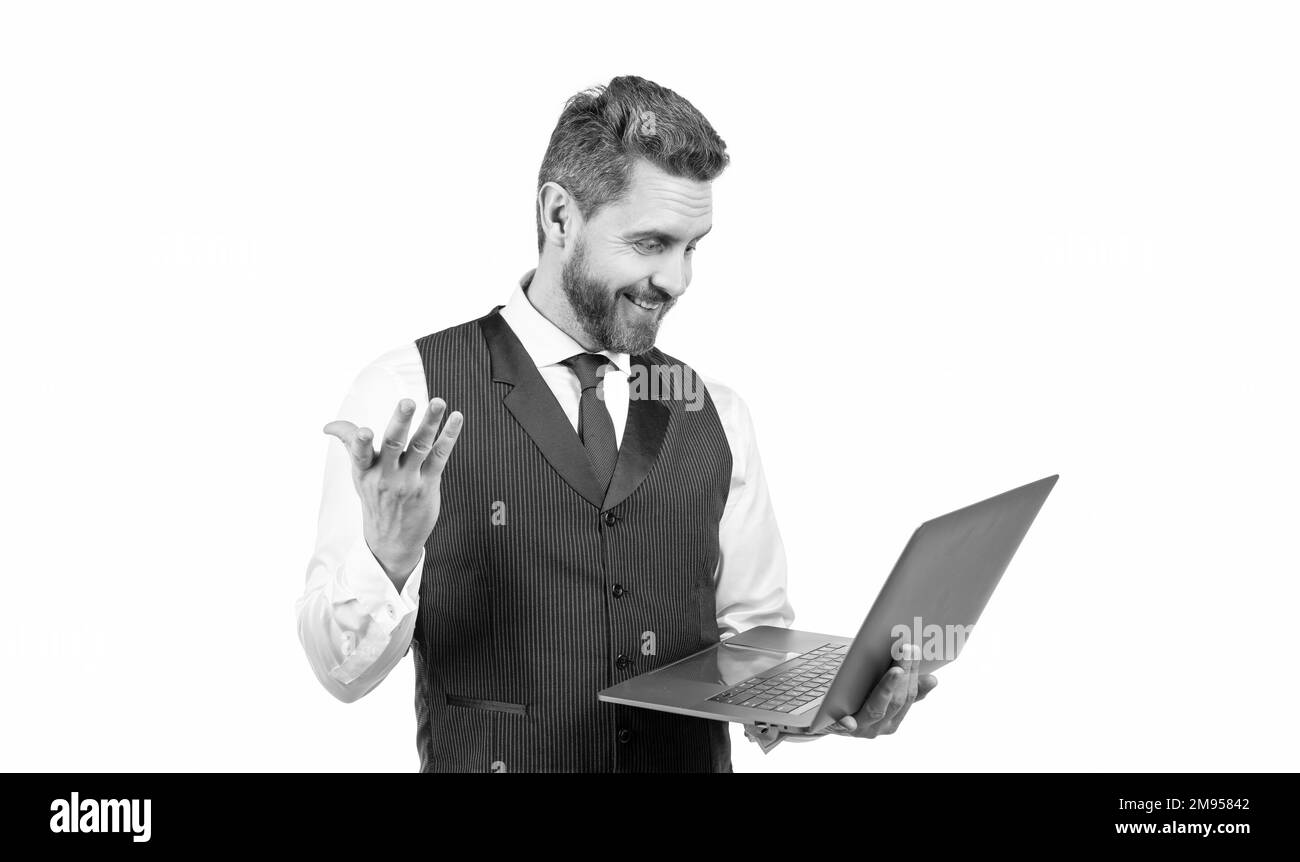 Amazed happy business man Black and White Stock Photos & Images - Alamy