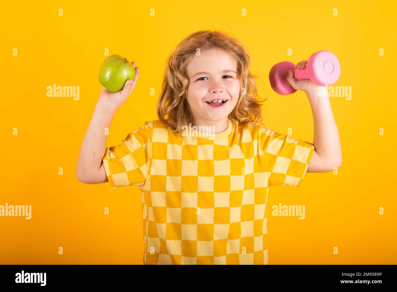 Kids sports exercises. Healthy kids life and sport concept. Portrait of ...