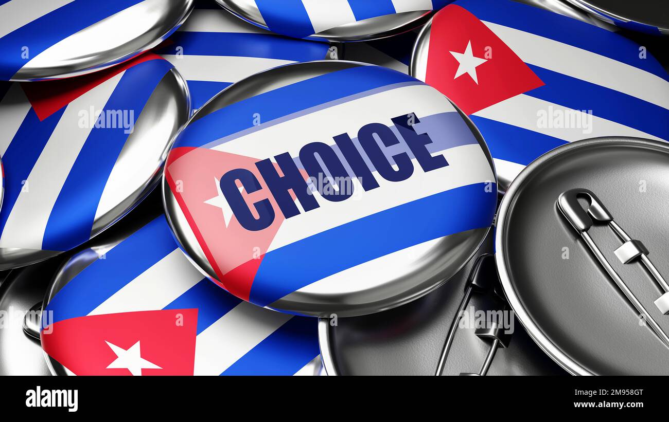 Choice in Cuba - national flag of Cuba on dozens of pinback buttons ...