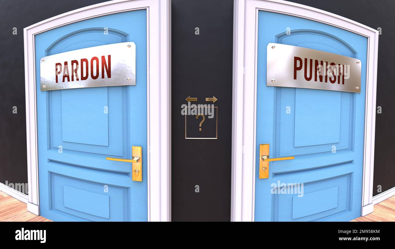 Pardon or Punish - a choice. Two options to choose from represented by ...