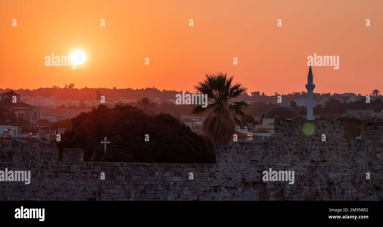 Mosque in City on the Mediterranean Sea, Rhodes, Greece Stock Photo - Alamy