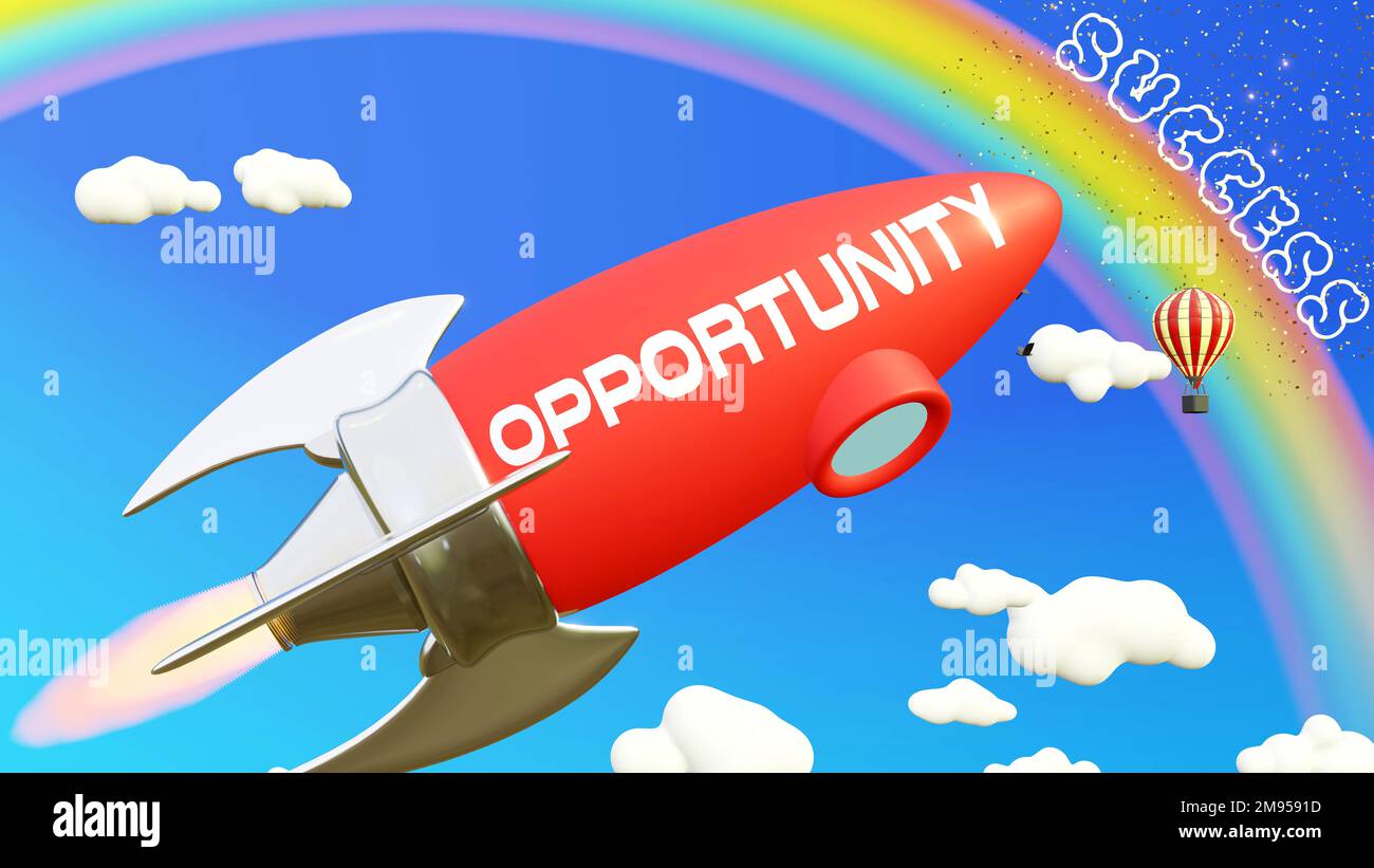 Opportunity lead to achieving success in business and life. Cartoon ...