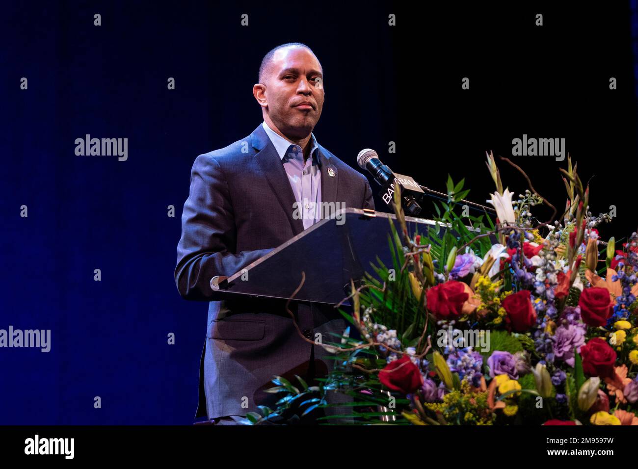 New York, USA. 16th Jan, 2023. Congressman Hakeem Jeffries speaks ...
