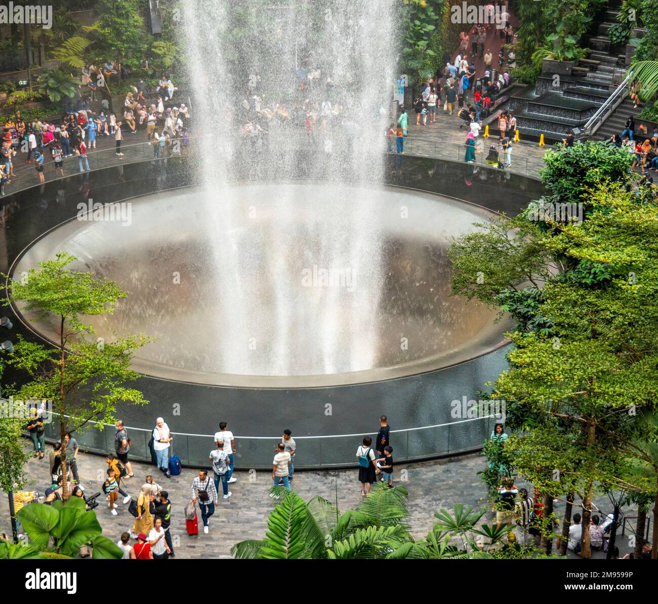 World's tallest indoor waterfall, the Rain Vortex, at Jewel Changi ...