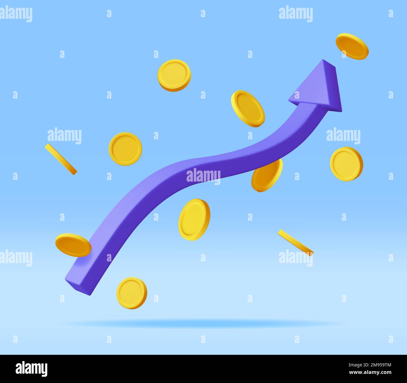 3D Growth Stock Chart Arrow with Golden Coins Stock Vector Image & Art ...