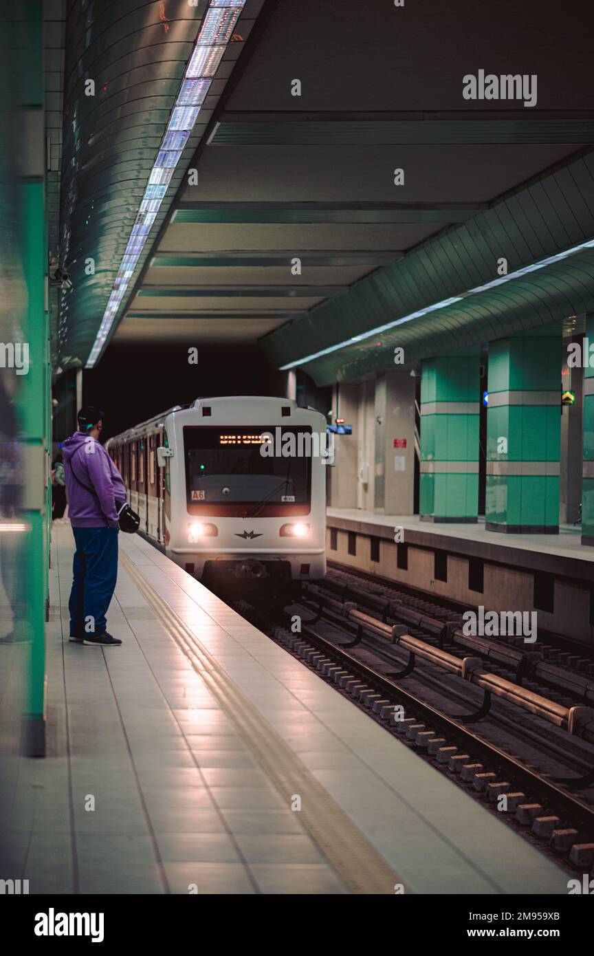 A train arriving in metro station Stock Photo - Alamy