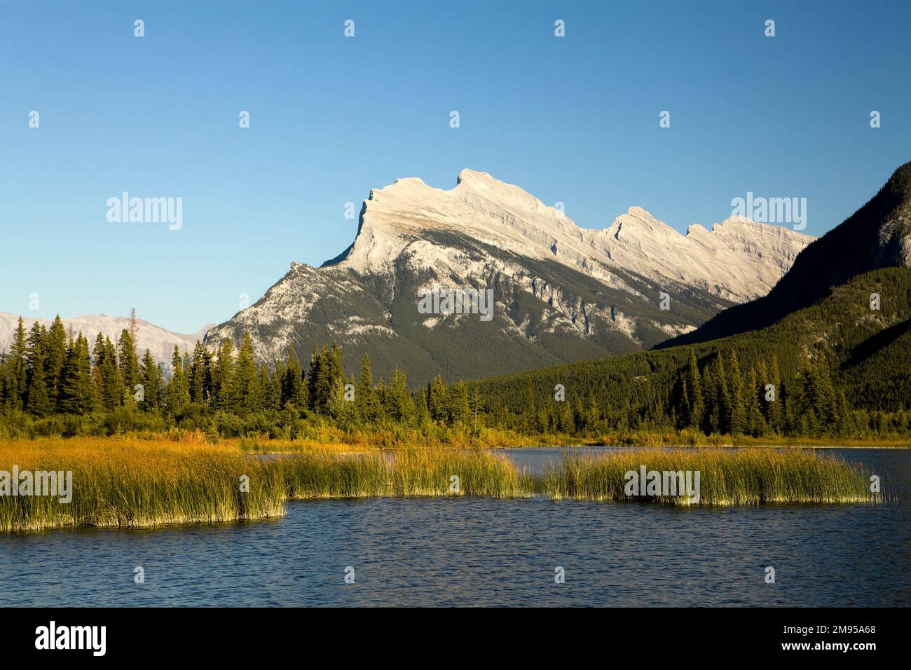 Canadian landscape of mount rundle and vermillion lakes located in ...