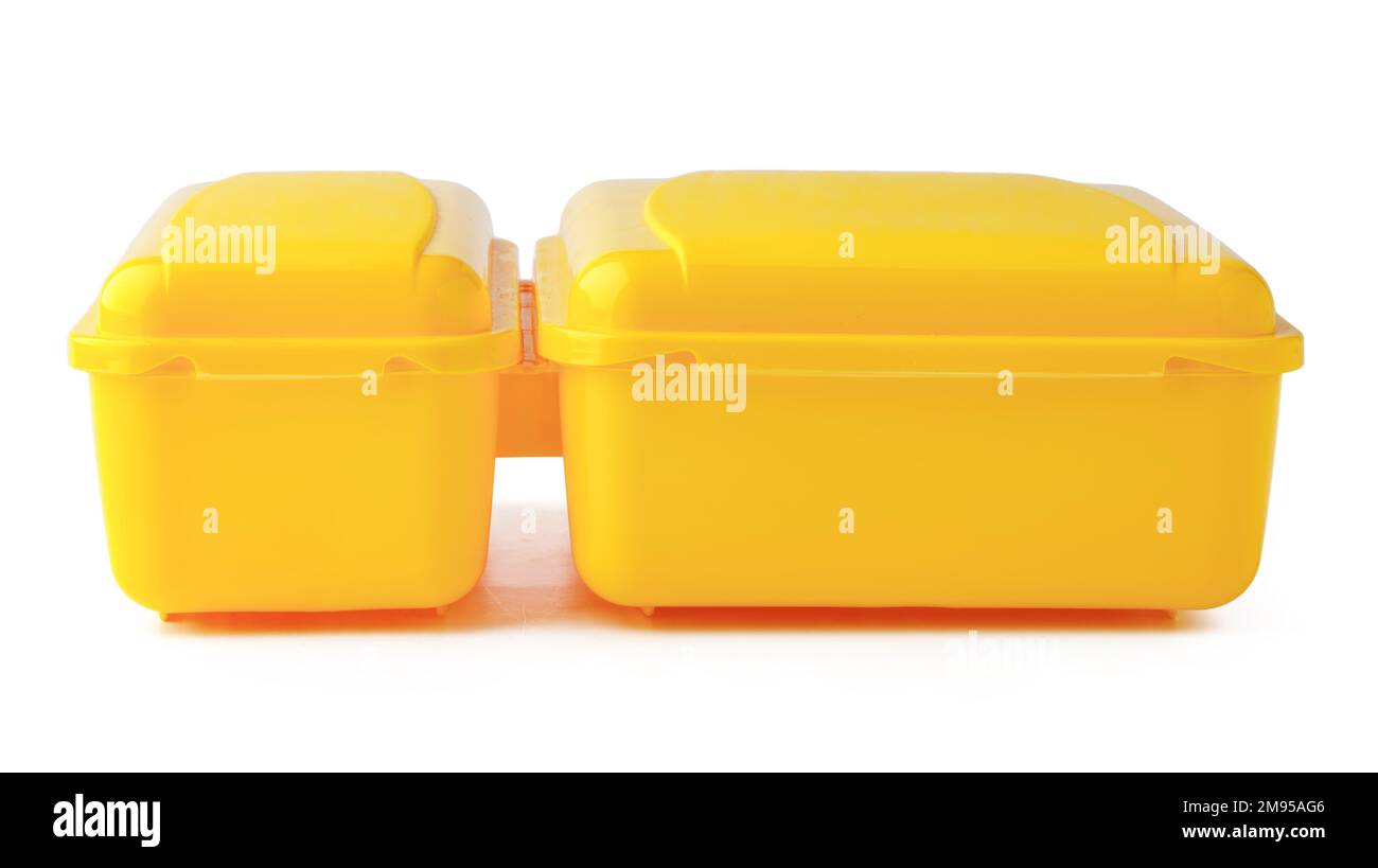 Empty food container isolated on white background Stock Photo - Alamy