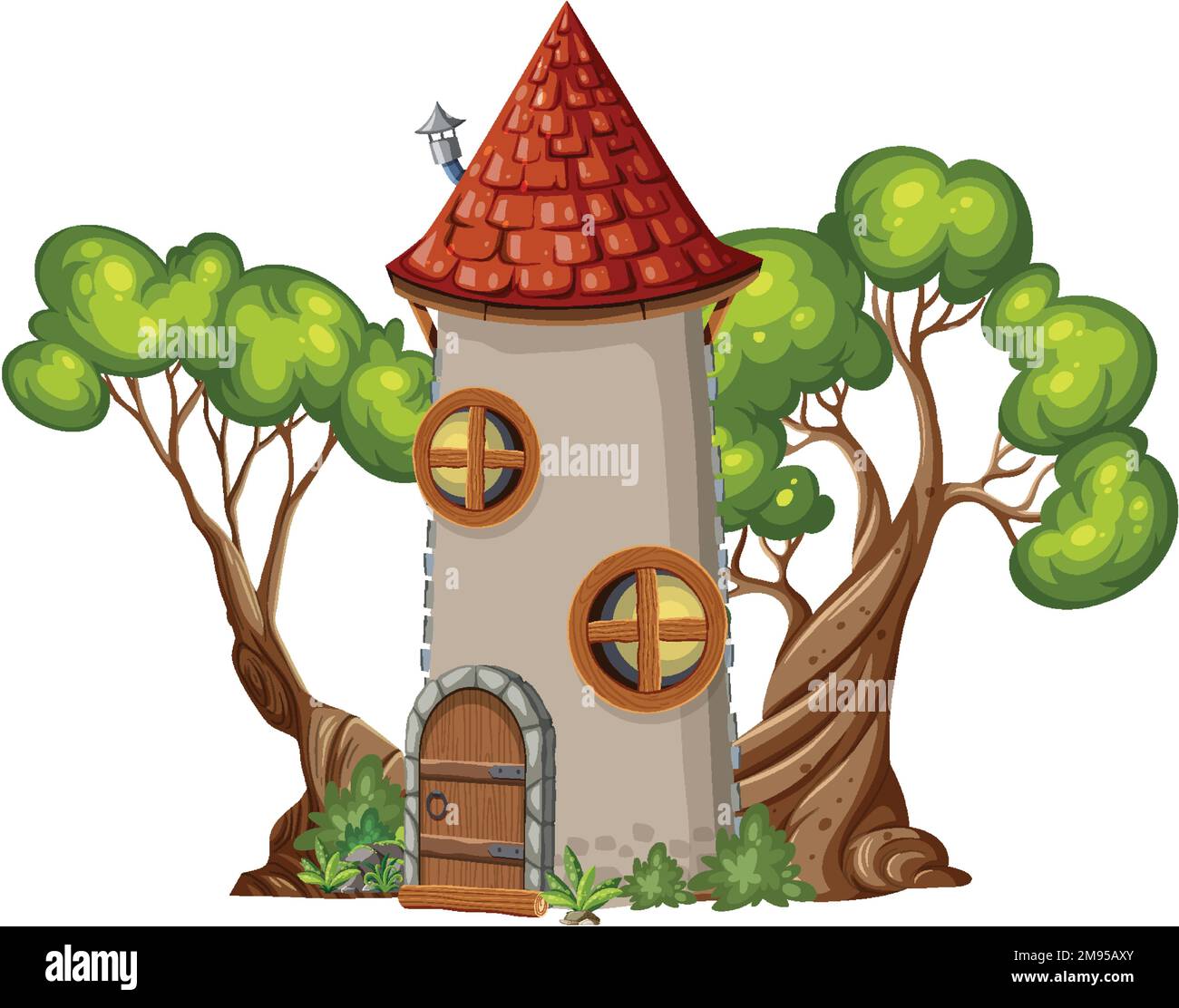 Fairytale tower on white background illustration Stock Vector Image ...
