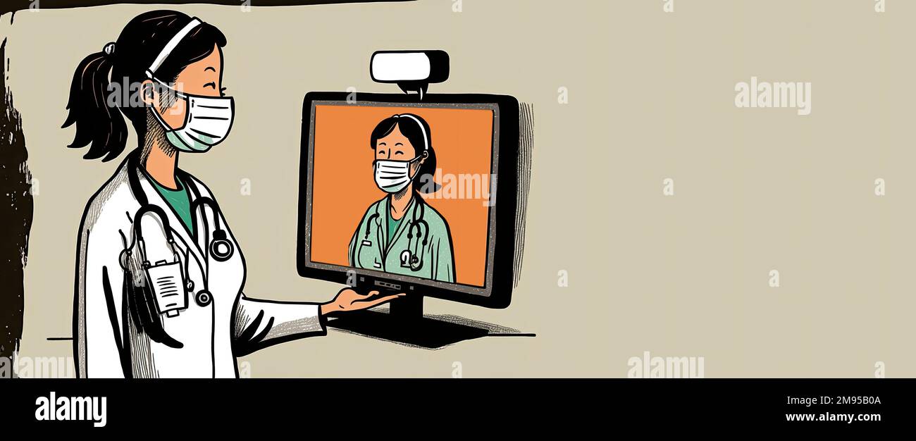 Doctor checking remote patient from virtual computer Stock Photo - Alamy