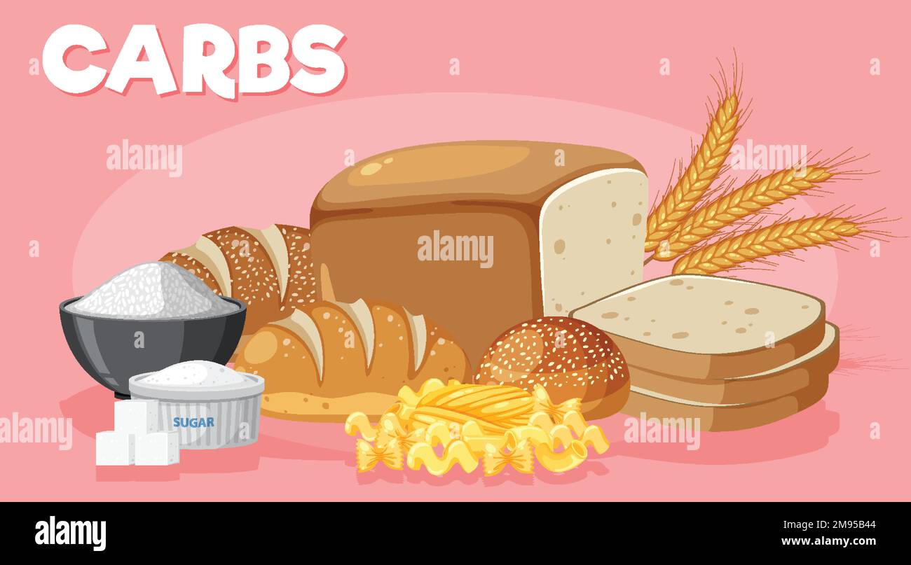 Variety of carbohydrates foods illustration Stock Vector Image & Art ...