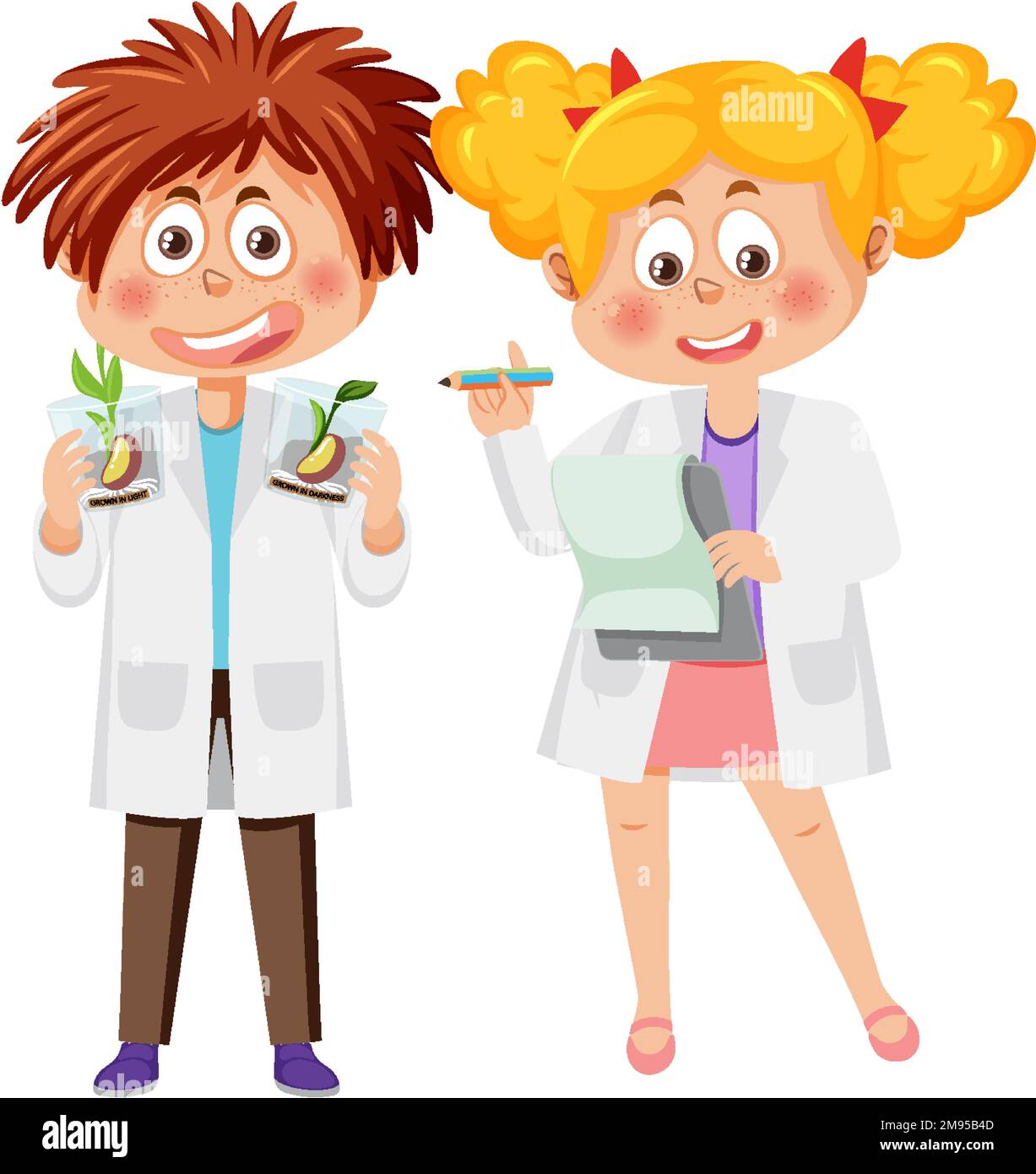 Scientist kids doing science experiment illustration Stock Vector Image ...
