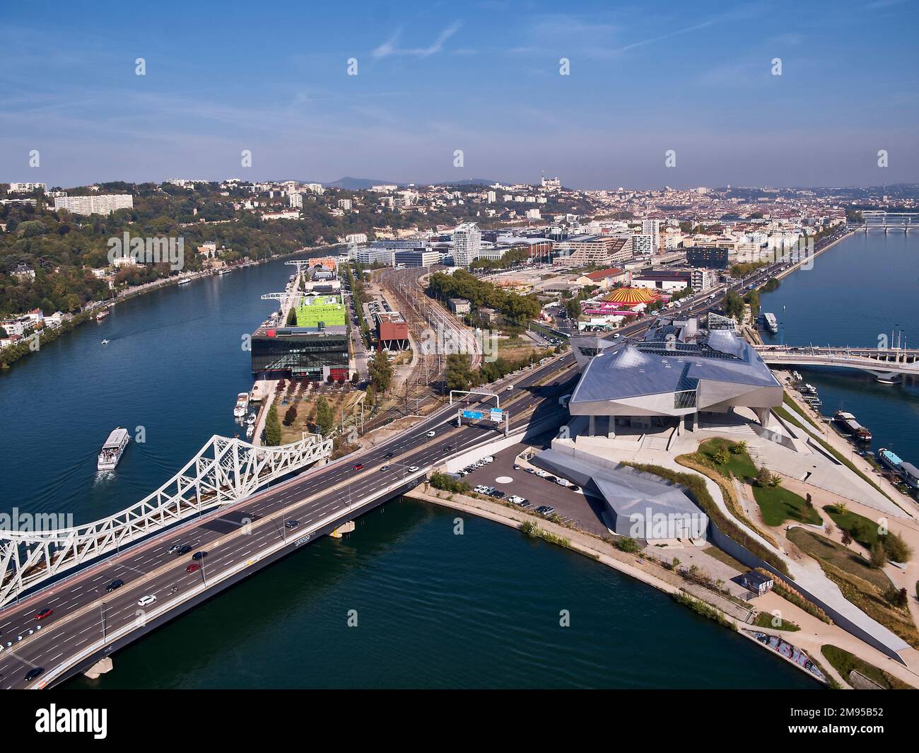 Lyon (central-eastern France): aerial view of the Confluence District ...