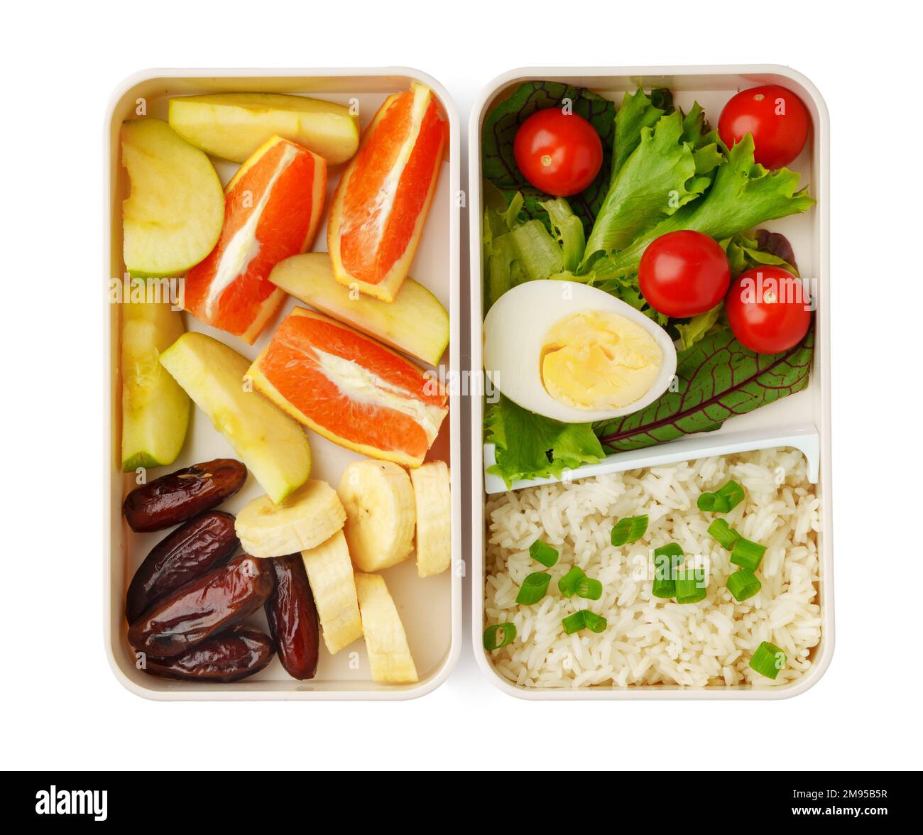 Lunch boxes with healthy food isolated on white Stock Photo - Alamy