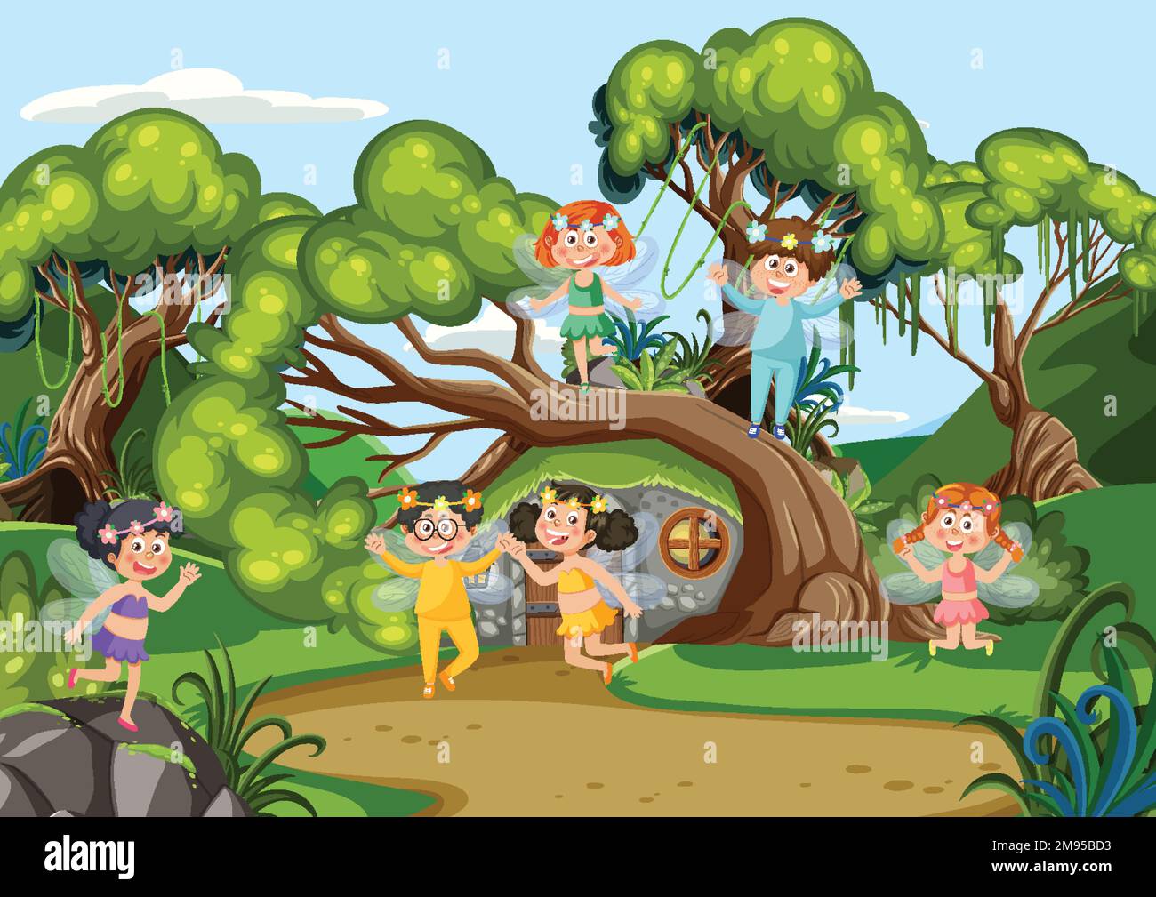 Fairies in fairy tales forest illustration Stock Vector Image & Art - Alamy