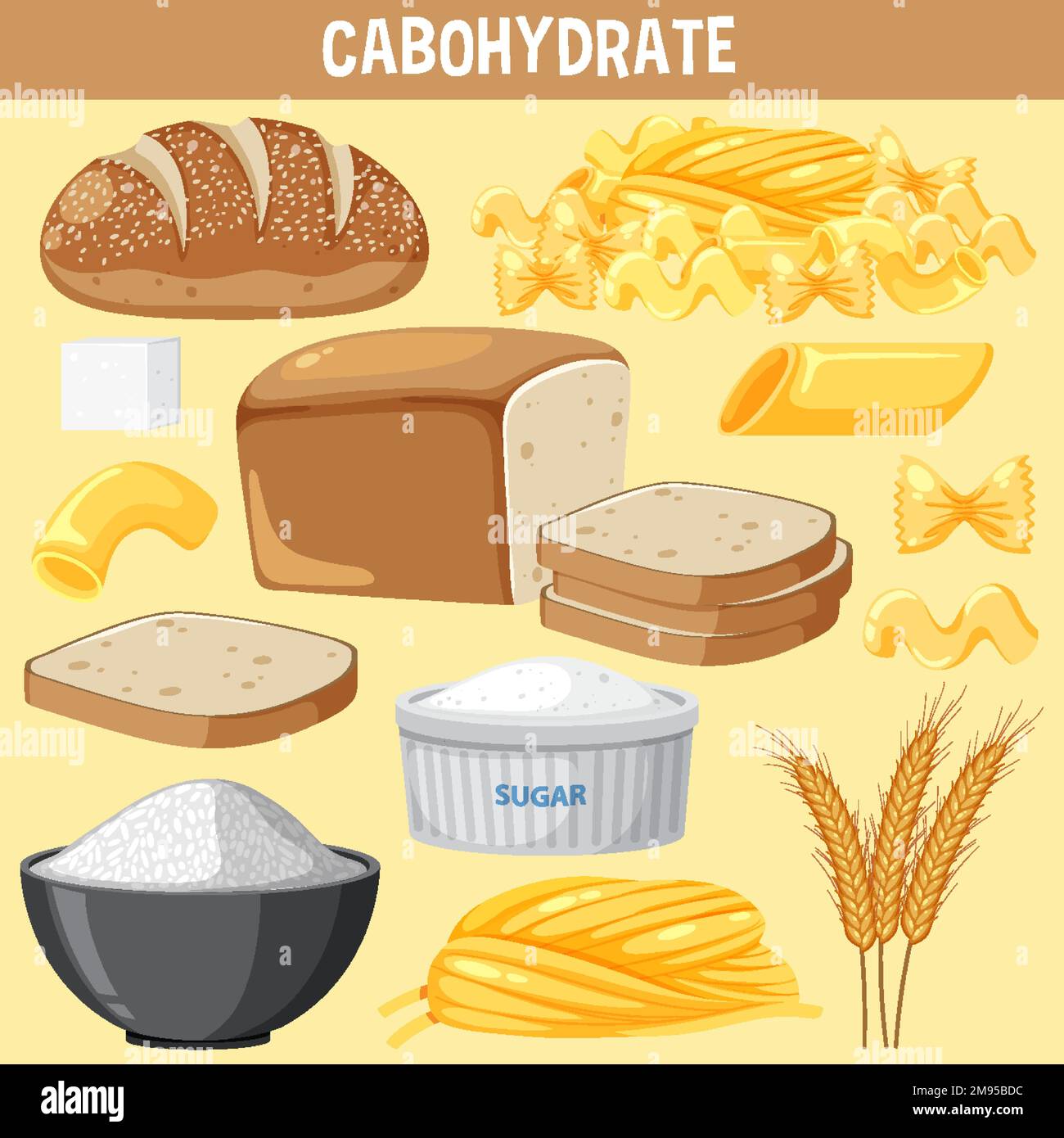 Variety of carbohydrates foods illustration Stock Vector Image & Art ...