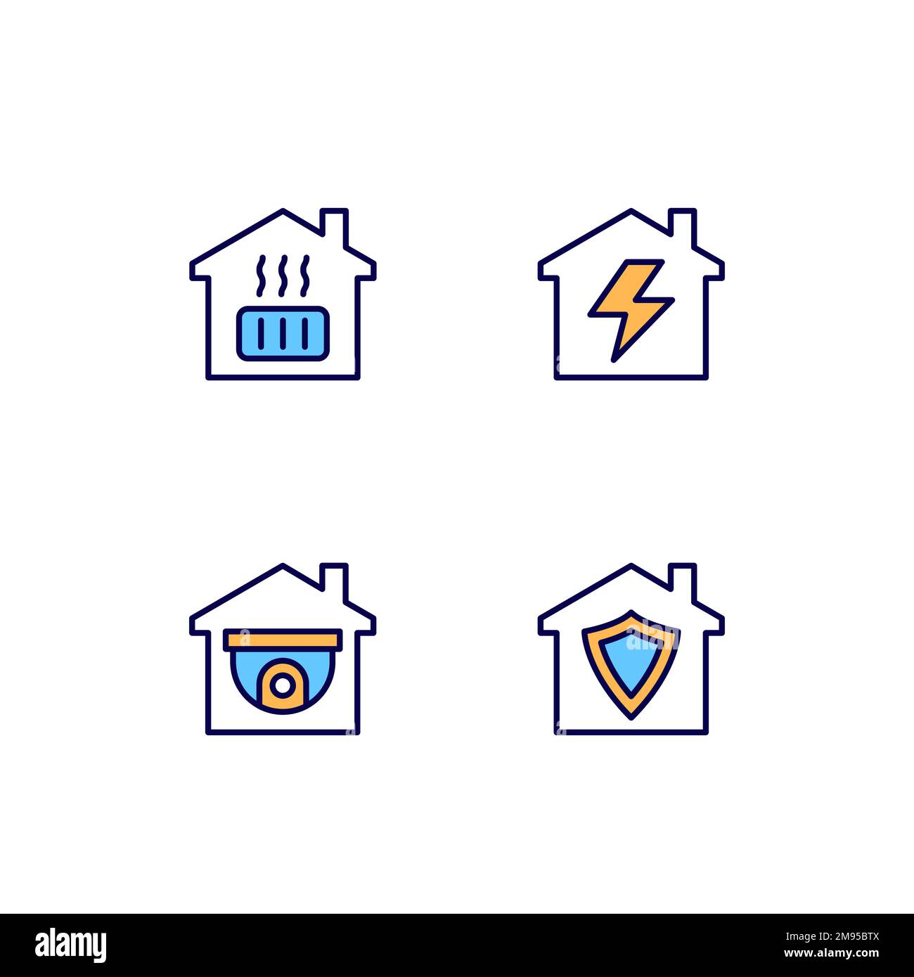 Domestic services pixel perfect RGB color icons set Stock Vector Image ...