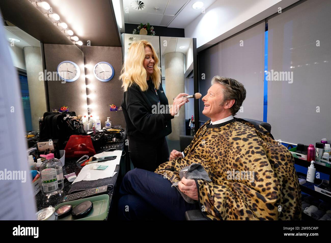 Charlie Stayt in makeup before going on air as BBC Breakfast celebrate ...