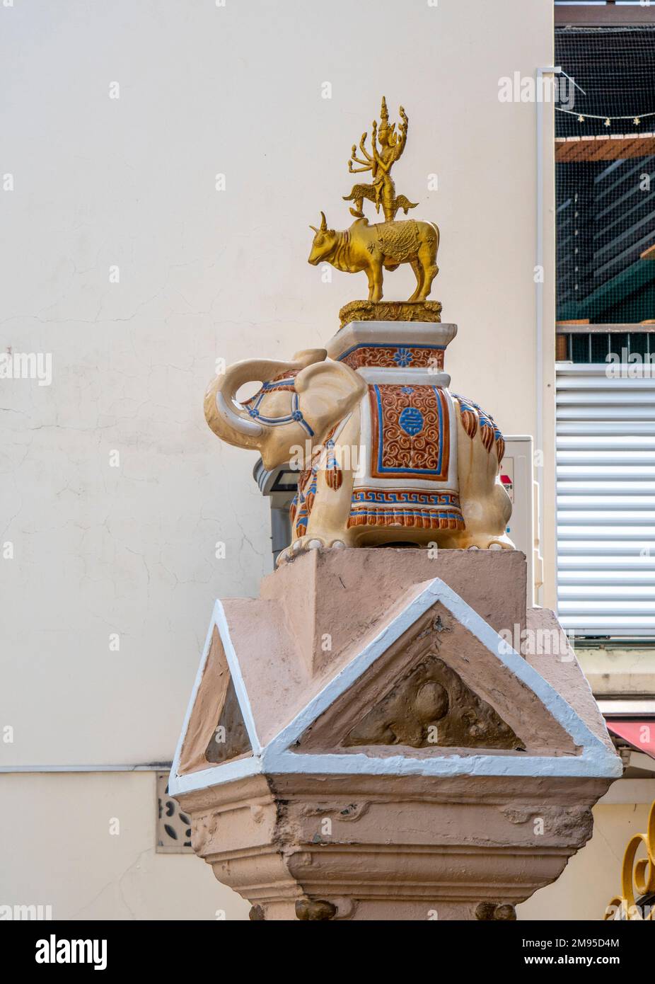 Decorative pier capping of fence in front of Peranakan shophouse on ...