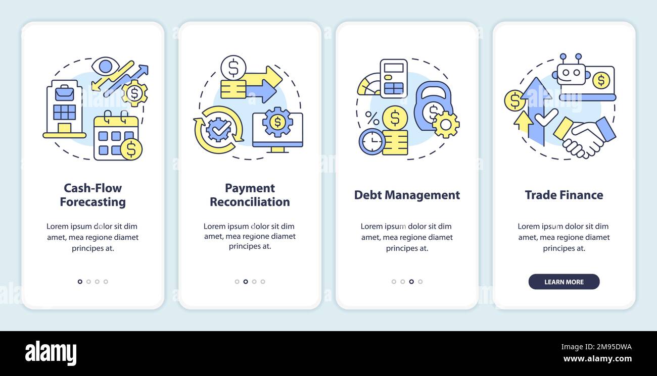 Treasury Management System Functions Onboarding Mobile App Screen Stock Vector Image And Art Alamy