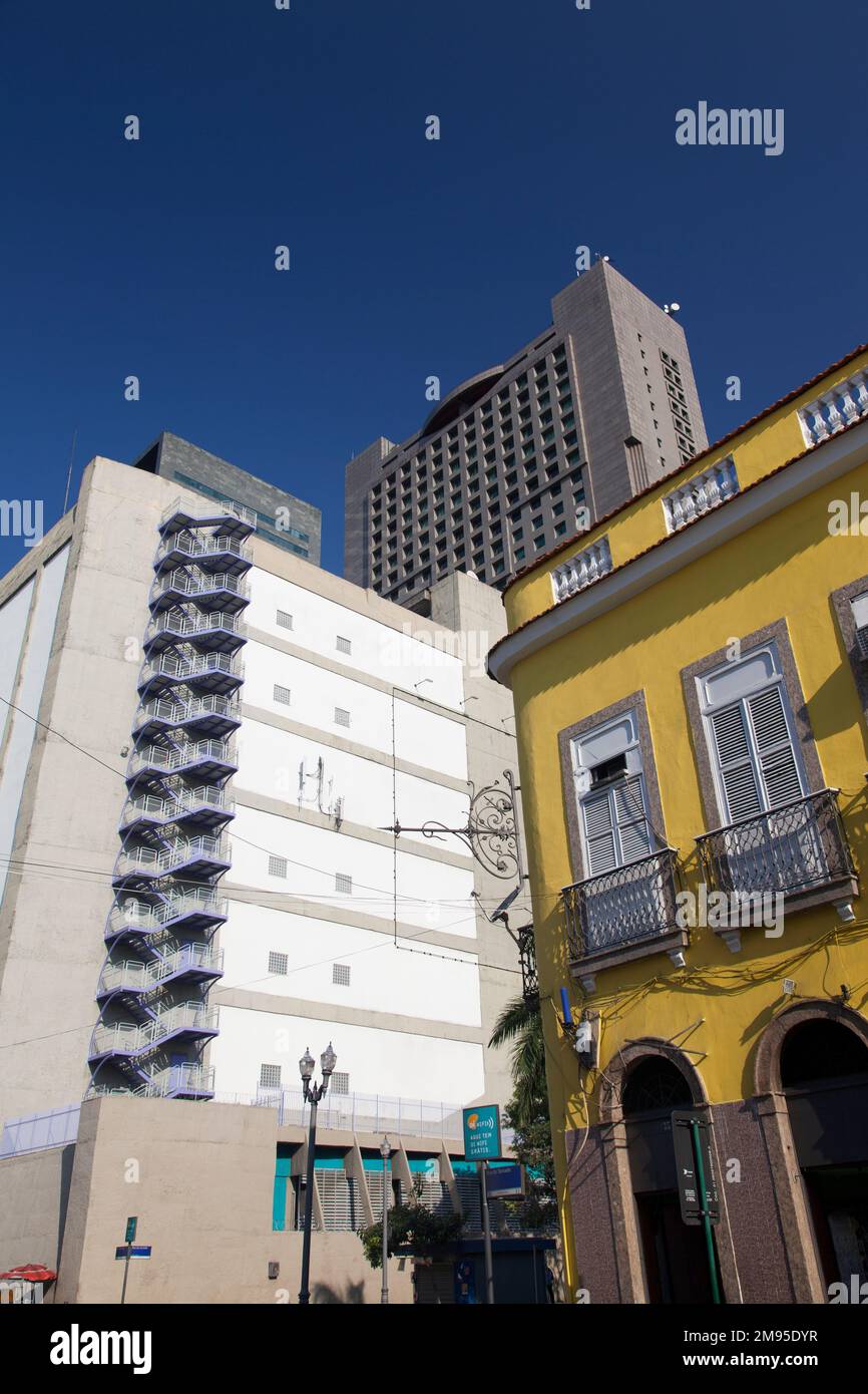 Brazil, Rio, old and new buildings-old colonial buildings and the new ...