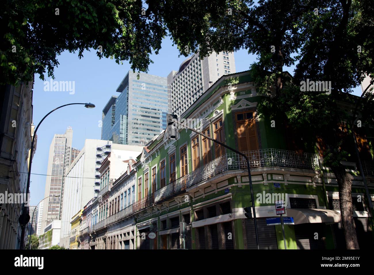 Brazil, Rio, old and new buildings-old colonial buildings and the new ...