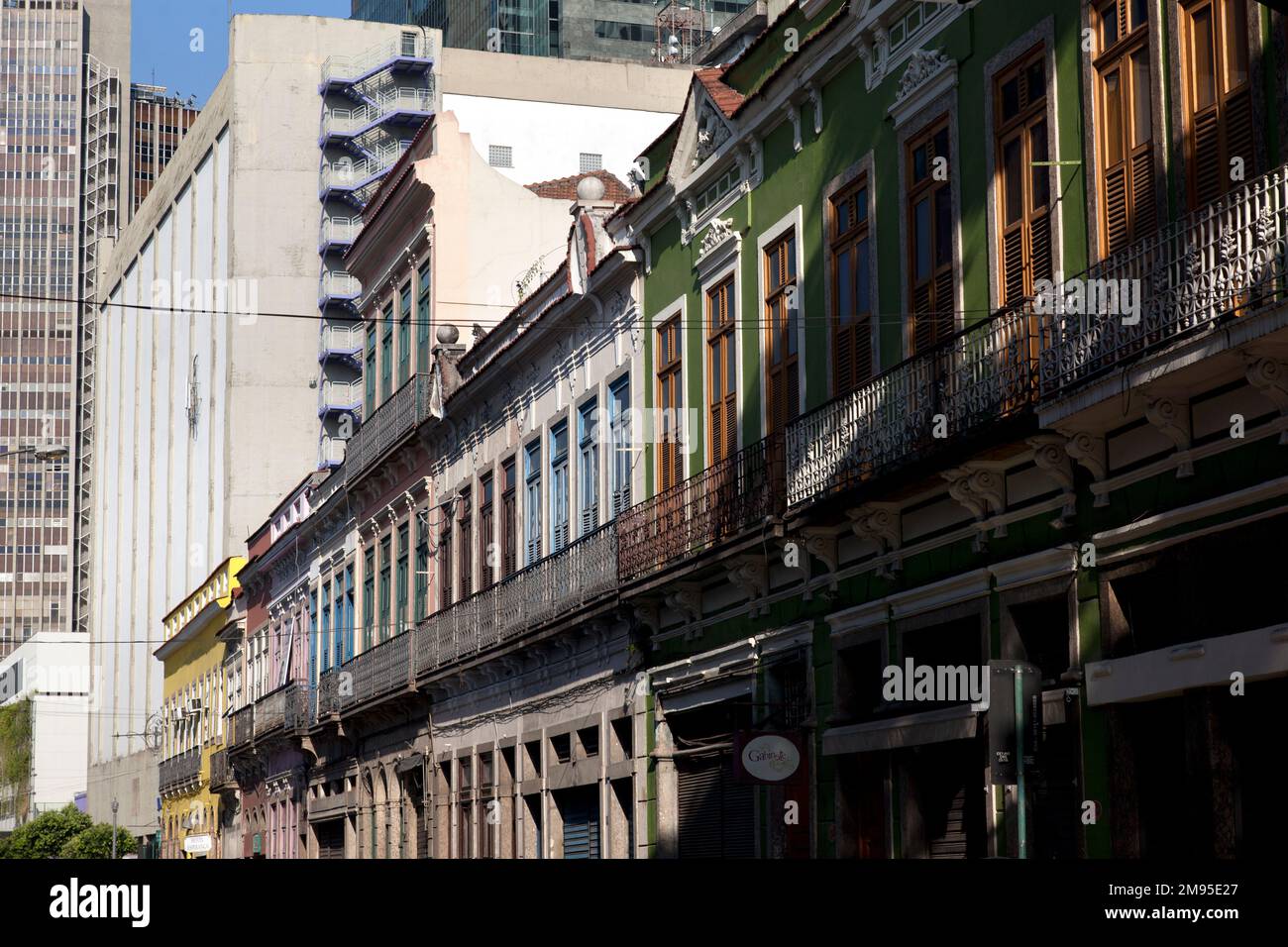 Brazil, Rio, old and new buildings-old colonial buildings and the new ...