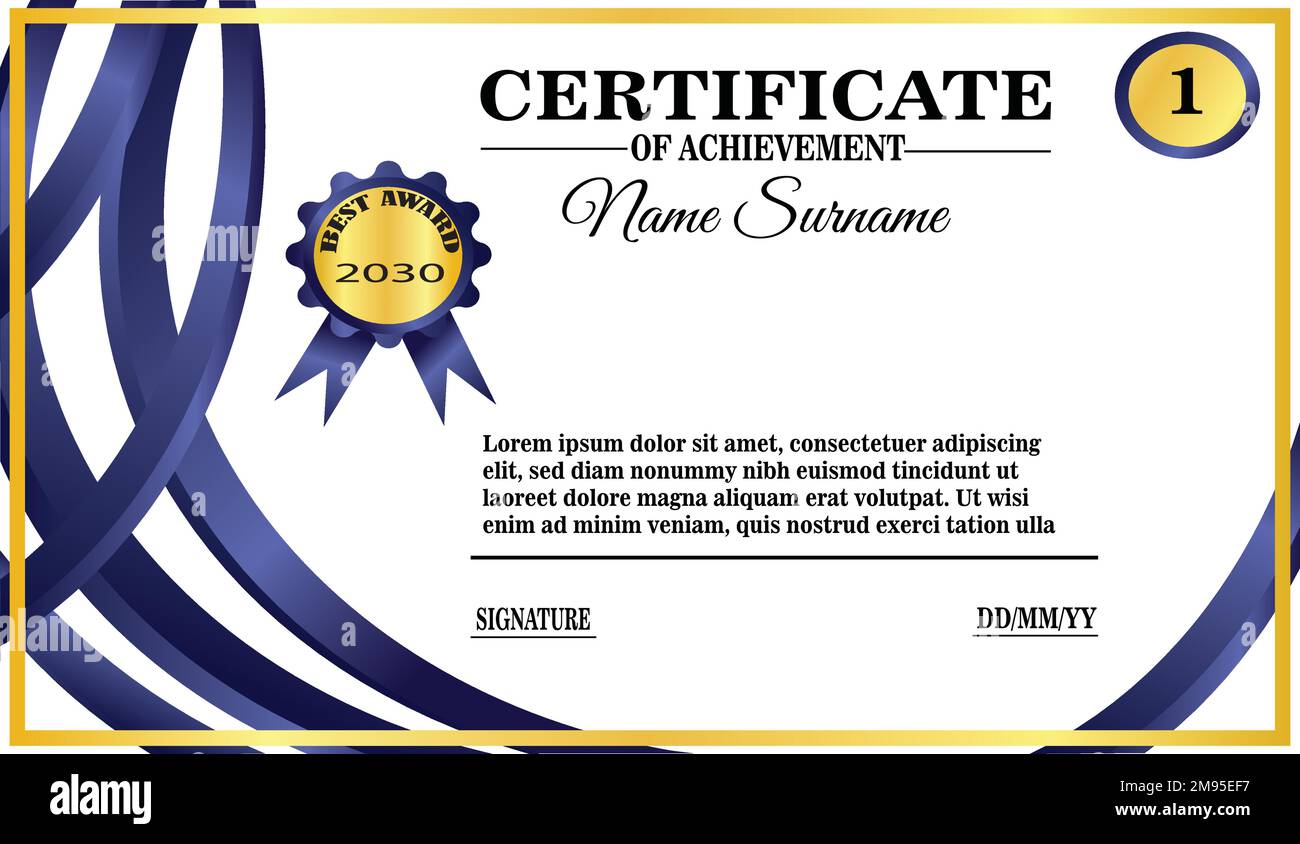 A blue and white certificate template design for achievement and ...