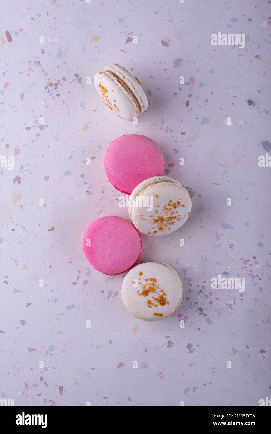 Colorful macaroons on white background Stock Photo - Alamy
