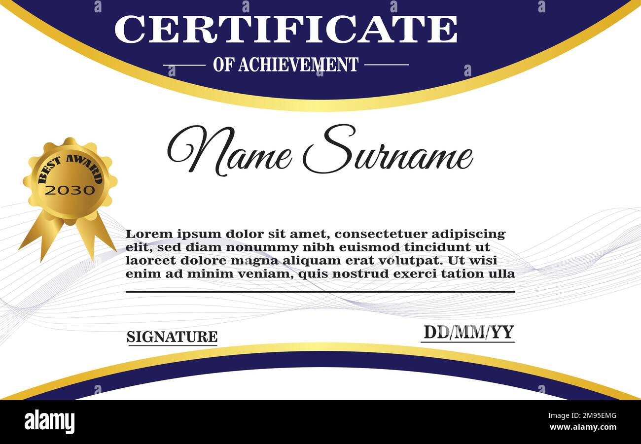 A blue and white certificate template design for achievement and ...
