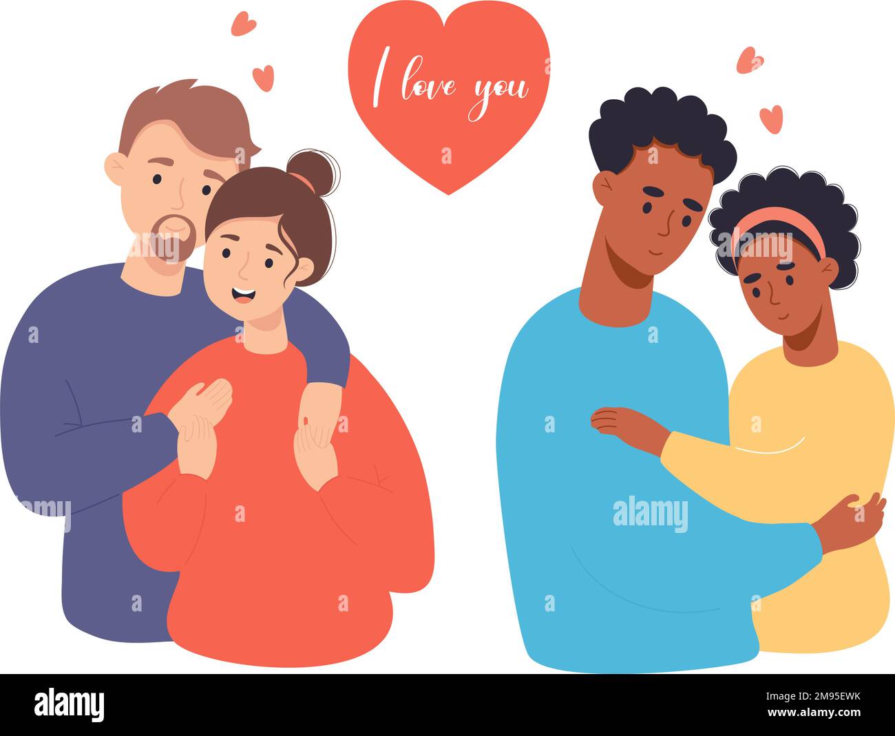 Happy Couples In Love Cute Fair Skinned And Dark Ethnicity Pairs