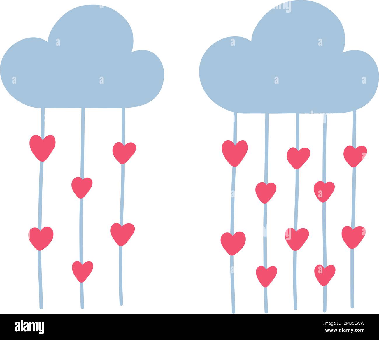 Hand drawn cloud raining with hearts doodle vector illustration Stock ...