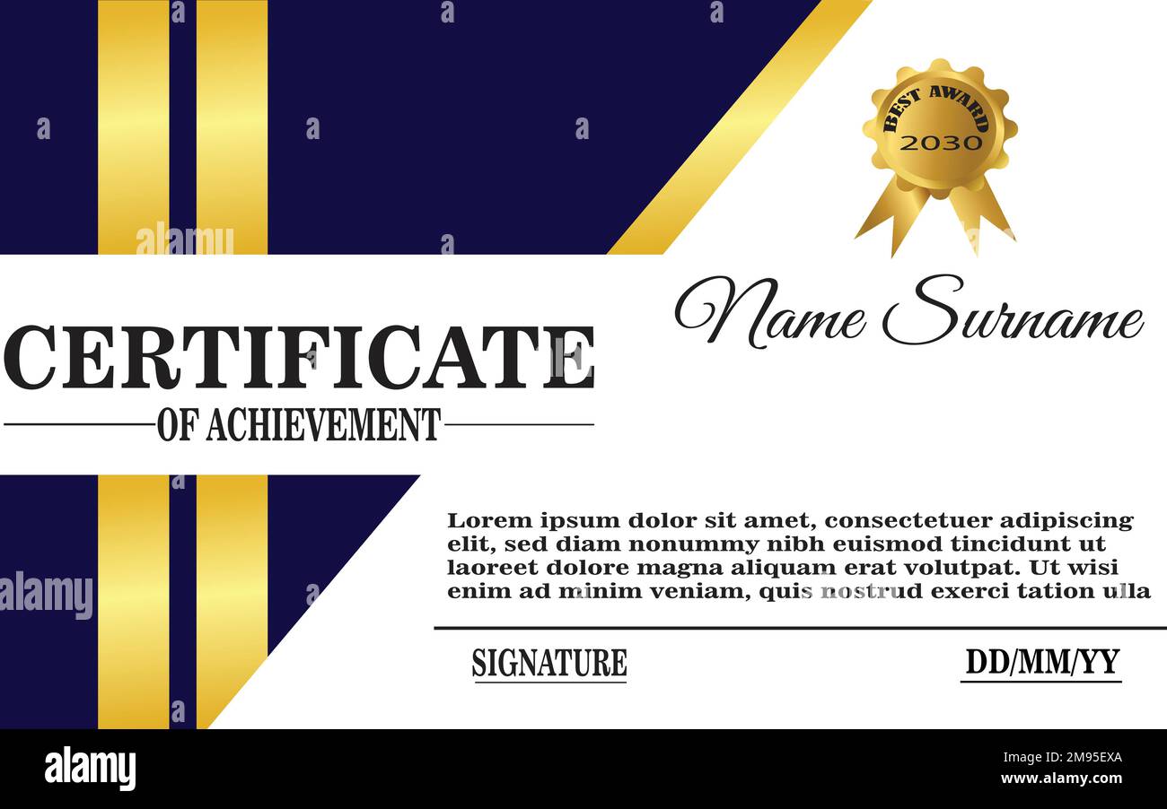 A vector illustration of blue and white certificate template design for ...