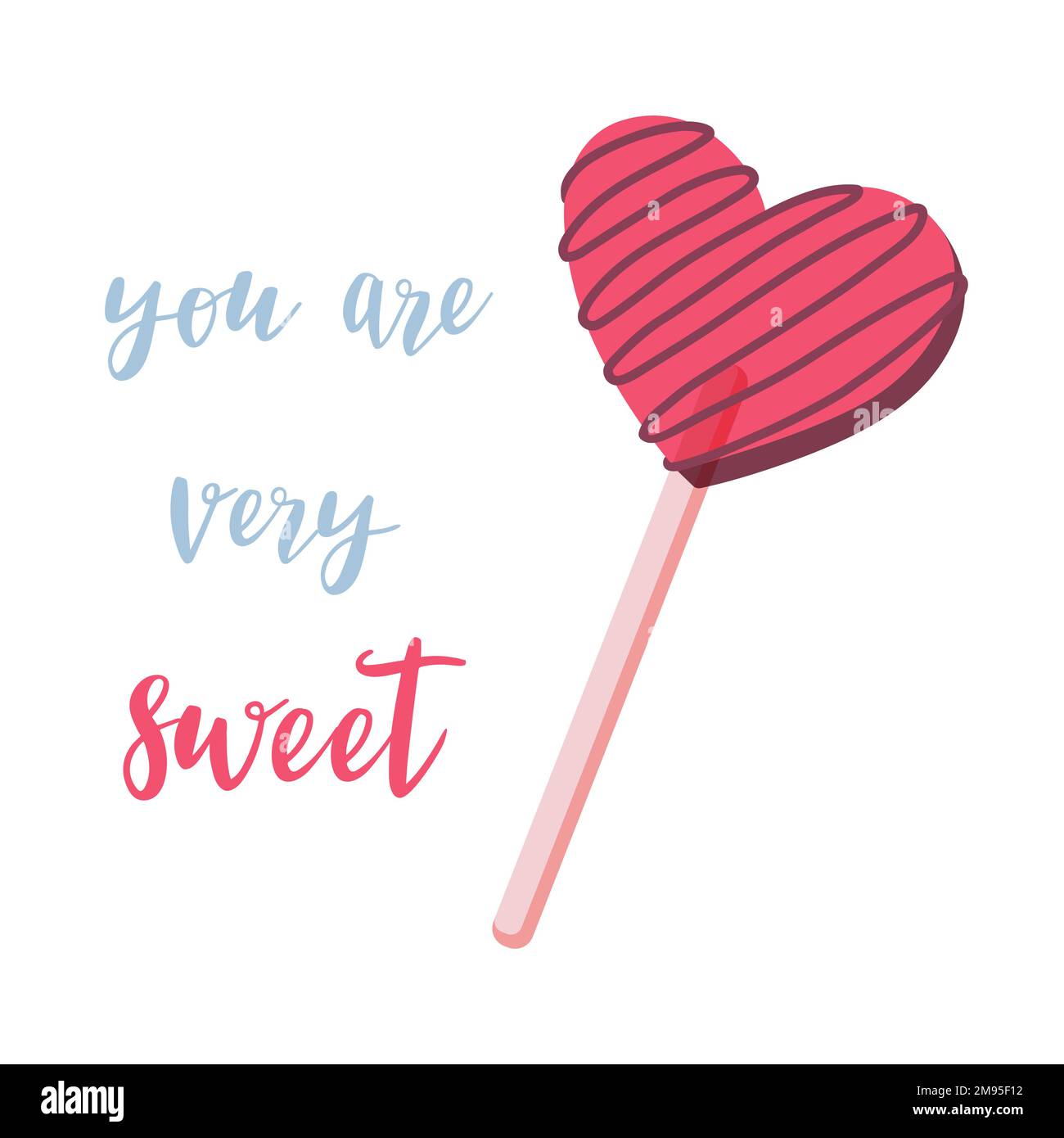 Cute Valentines banner, greeting card design with text lettering vector ...