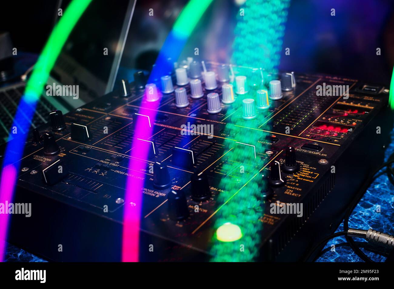 music mixer with knobs and volume levels for the professional DJ mixing ...