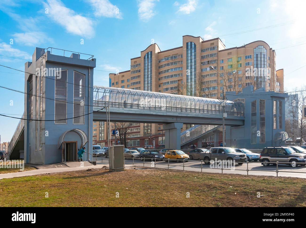 Zelenograd. Russia. Aboveground pedestrian crossing on Sunny Alley ...